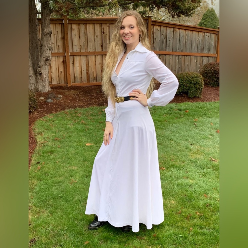 Rare 70s Anthony Muto White Dress, Draped Disco Semi … - Gem